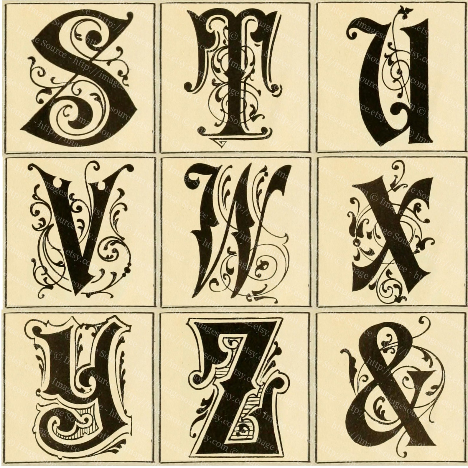 Fancy Alphabet Squares Printable, Decorative, Bold, Large Letters ...