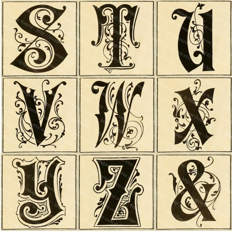 Fancy Alphabet Squares Printable, Decorative, Bold, Large Letters ...