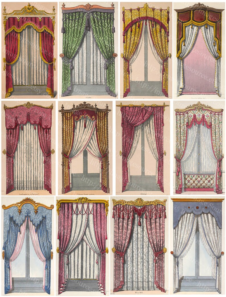 Curtains French Regency Paper Theater Backdrops Digital - Etsy