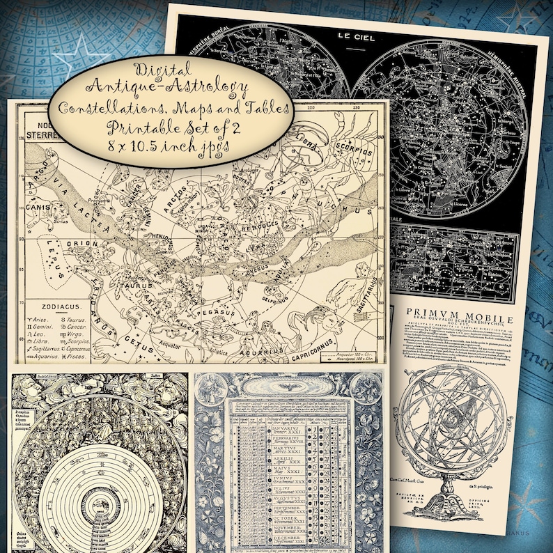 Printable Star Maps Vintage Astronomy Illustrations - Etsy Australia