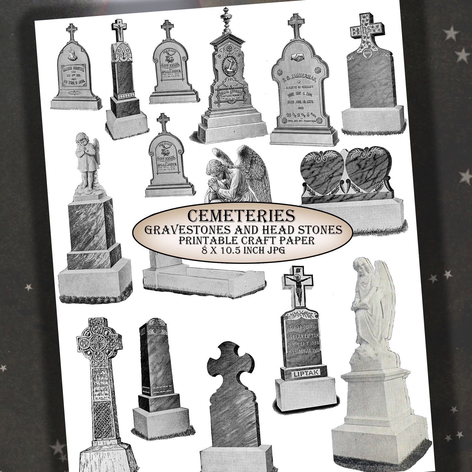 Printable Images of Cemetery Gravestones Headstones and - Etsy