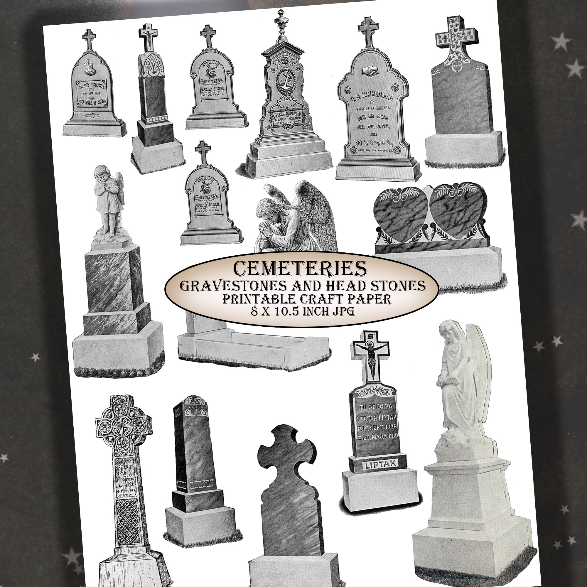Printable Images of Cemetery Gravestones Headstones and - Etsy