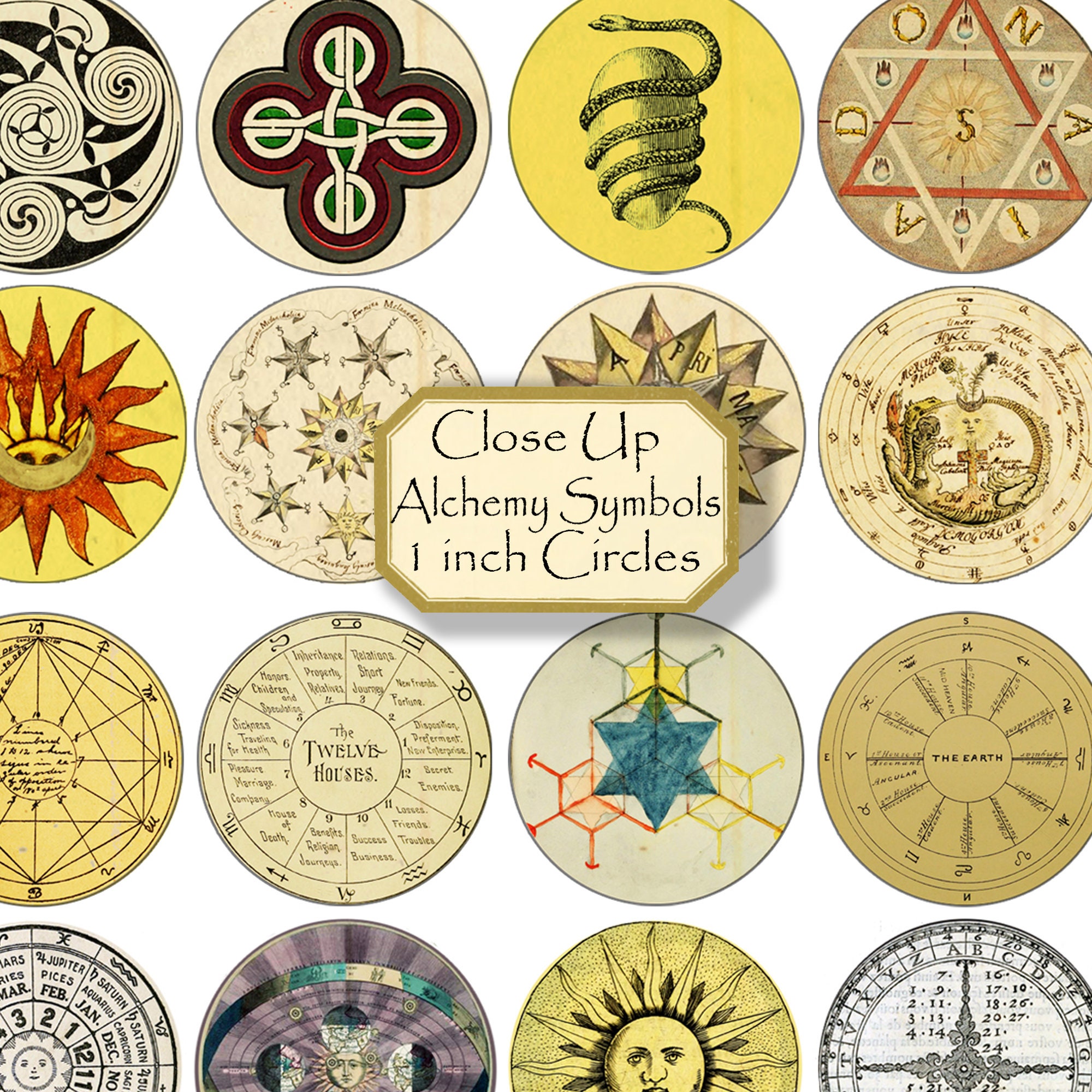 Printable Alchemy Mysticism Symbols Magic Circles Digital - Etsy