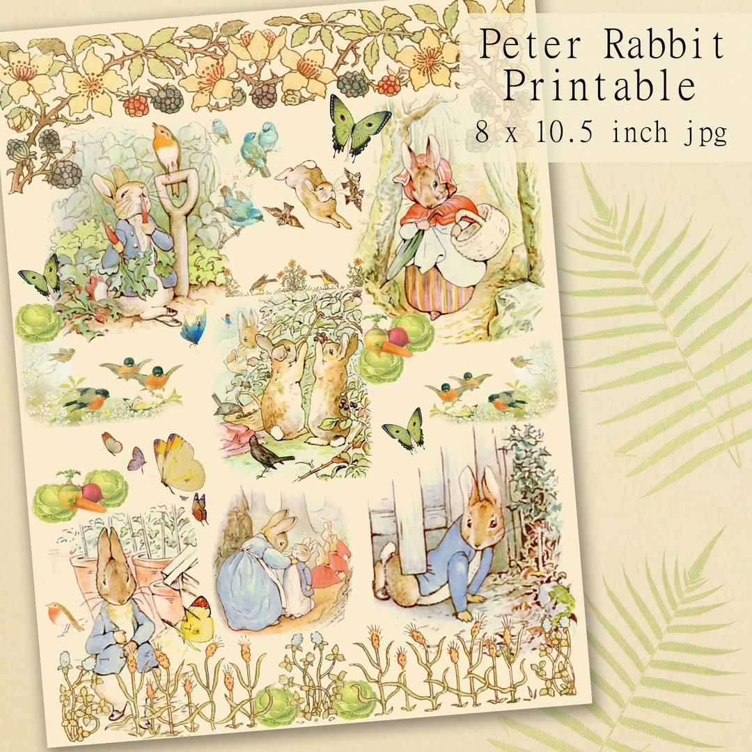 Peter Rabbit Scrapbooking Printable Digital Collage Sheet, Beatrix ...