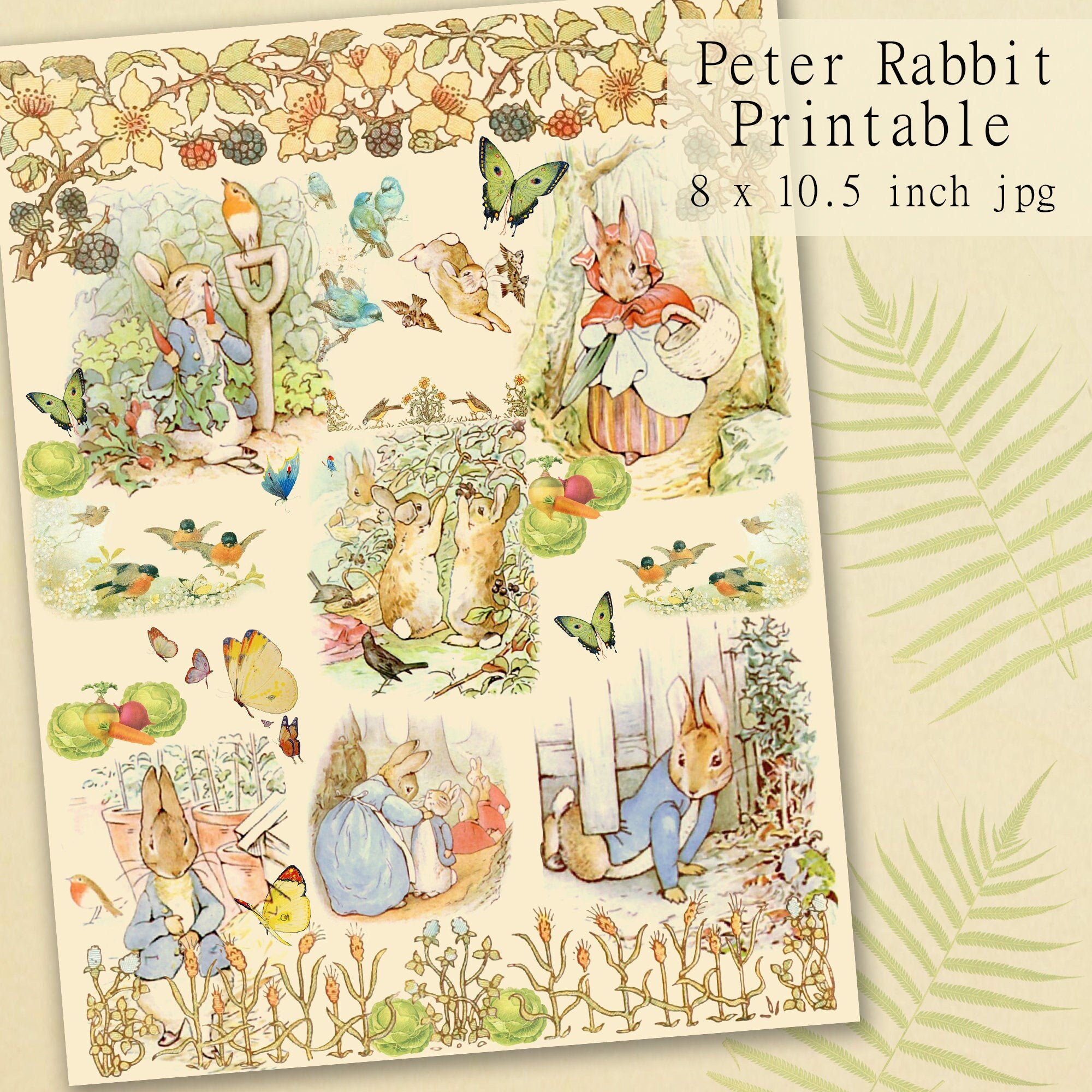 Peter Rabbit Scrapbooking Printable Digital Collage Sheet, Beatrix ...