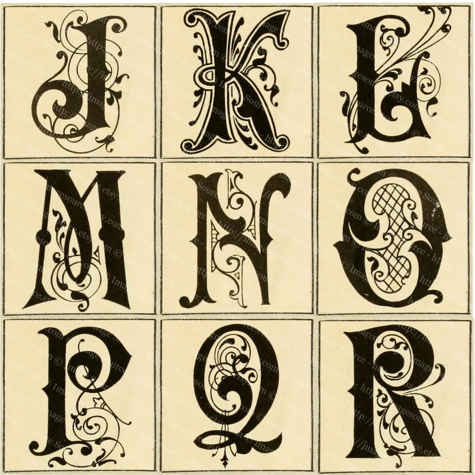 Fancy Alphabet Squares Printable, Decorative, Bold, Large Letters ...