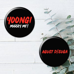 BTS Buttons, Button Pins, BTS Merch, Yoongi Marry Me, Agustd, Suga, Min ...