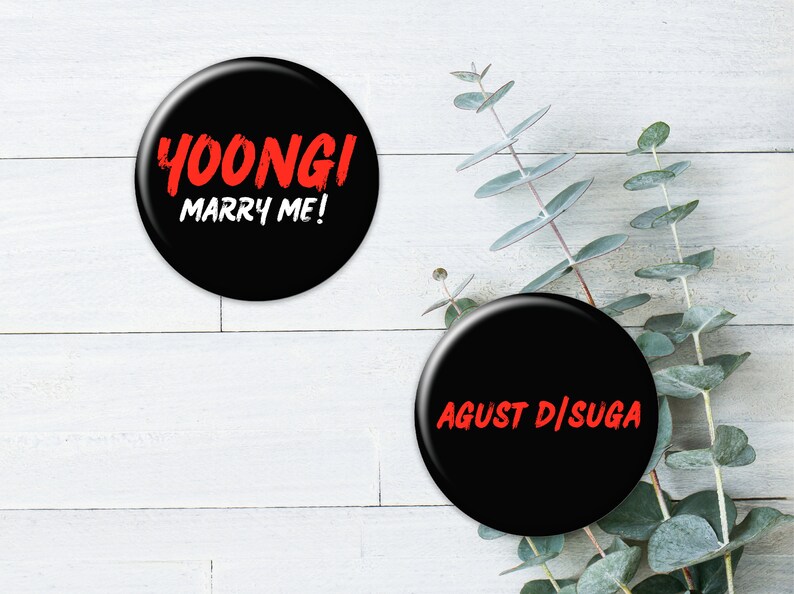 BTS Buttons Button Pins BTS Merch Yoongi Marry Me Agustd - Etsy