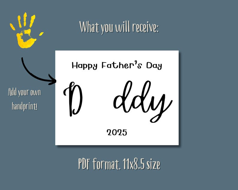 Father's Day Handprint Art: Daddy Gift, Printable PDF (digital Download ...