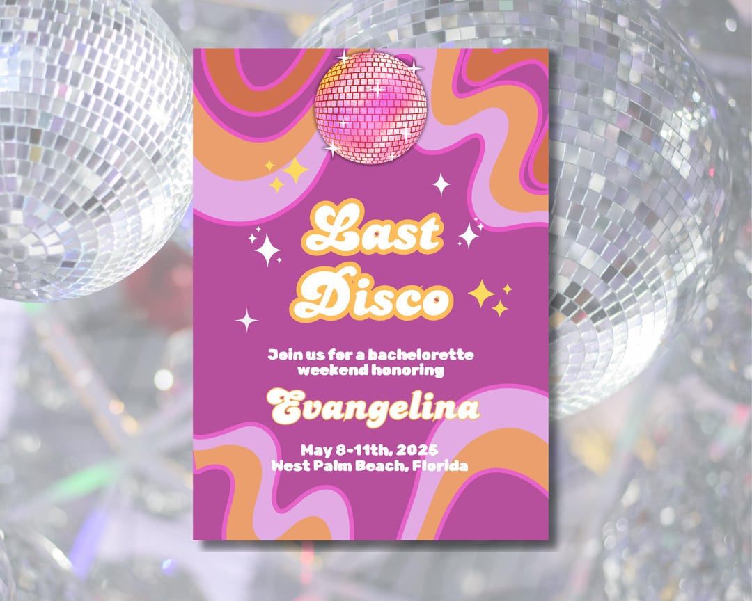 Last Disco Bachelorette Party Invitation: Editable Canva Template ...