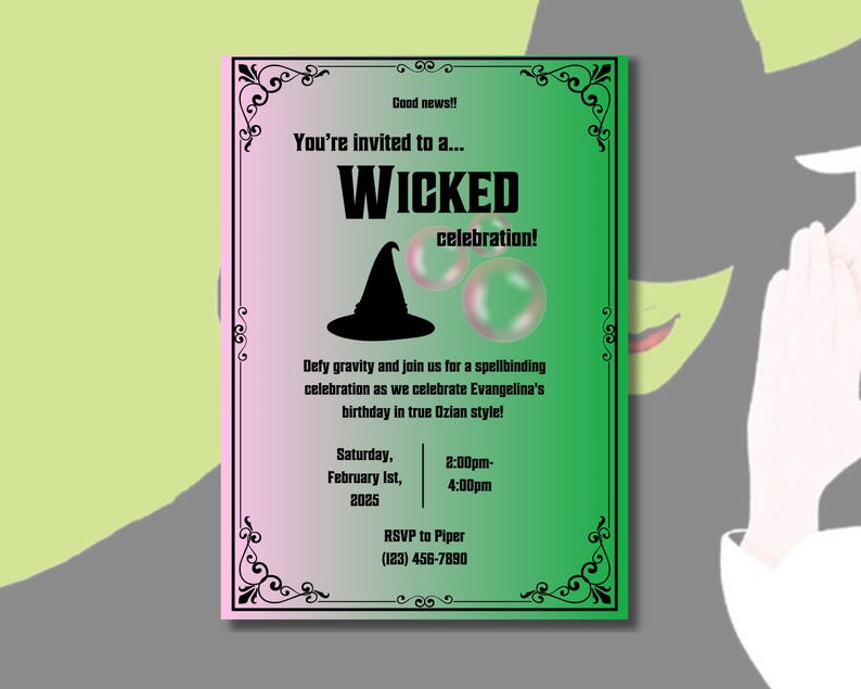 Wicked Birthday Invitation Template: Ozian Theme (digital Download) - Etsy