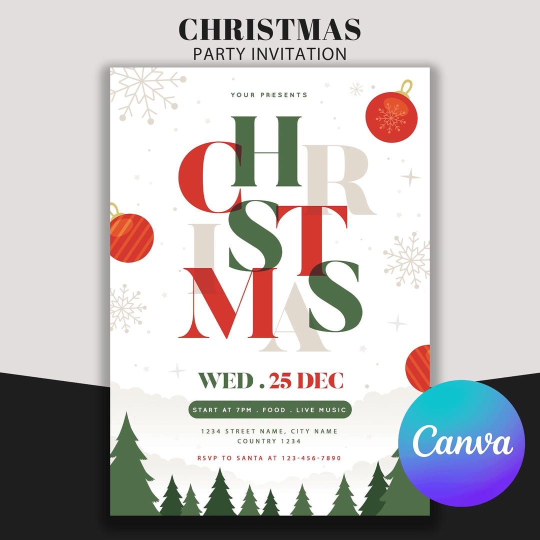 Custom Christmas Party Invitation Personalized Xmas Party Invites Paper ...