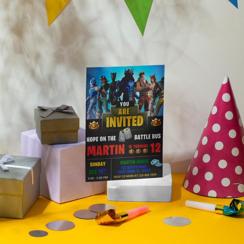 Editable Video Game Birthday Party Invitation Personalized Fortnight ...