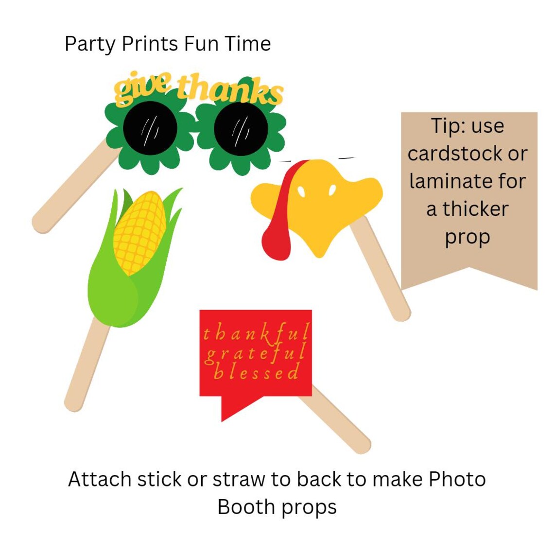 Thanksgiving Photo Booth Props, Printable Photo Booth, Kids Party Props ...