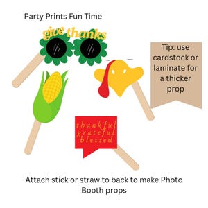 Thanksgiving Photo Booth Props, Printable Photo Booth, Kids Party Props ...