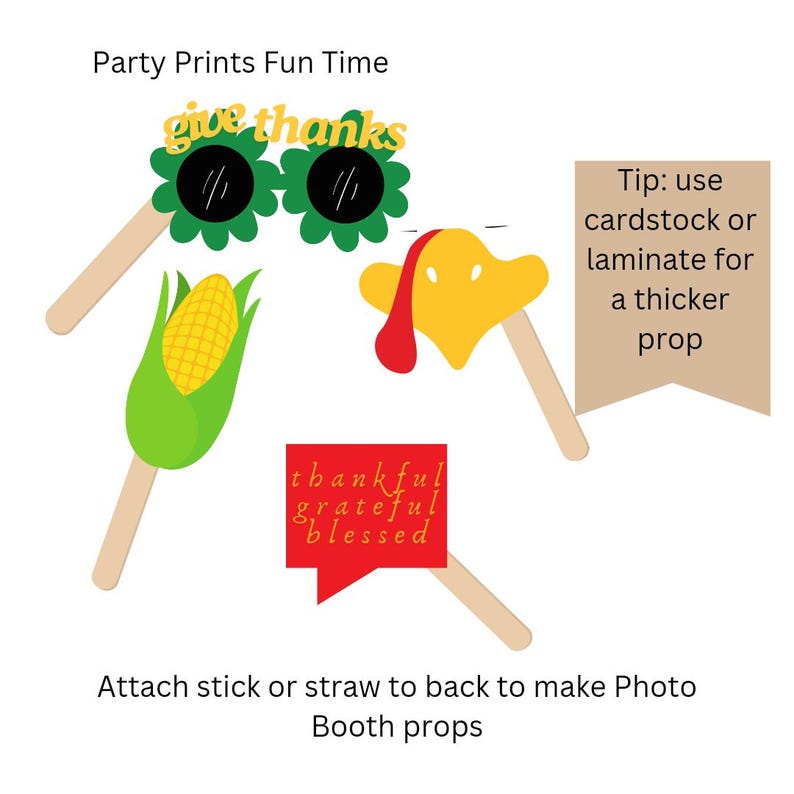 Thanksgiving Photo Booth Props, Printable Photo Booth, Kids Party Props ...