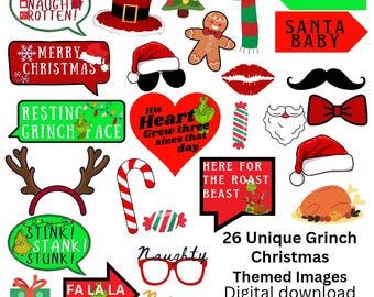 Christmas Photo Booth Props, Printable Photo Booth, Kids Party Props ...