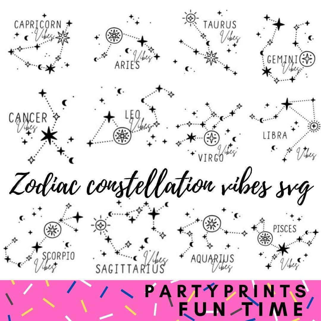 Zodiac Constellations Svg Bundle, Mug Svg Bundle, T Shirt Svg, Birthday ...