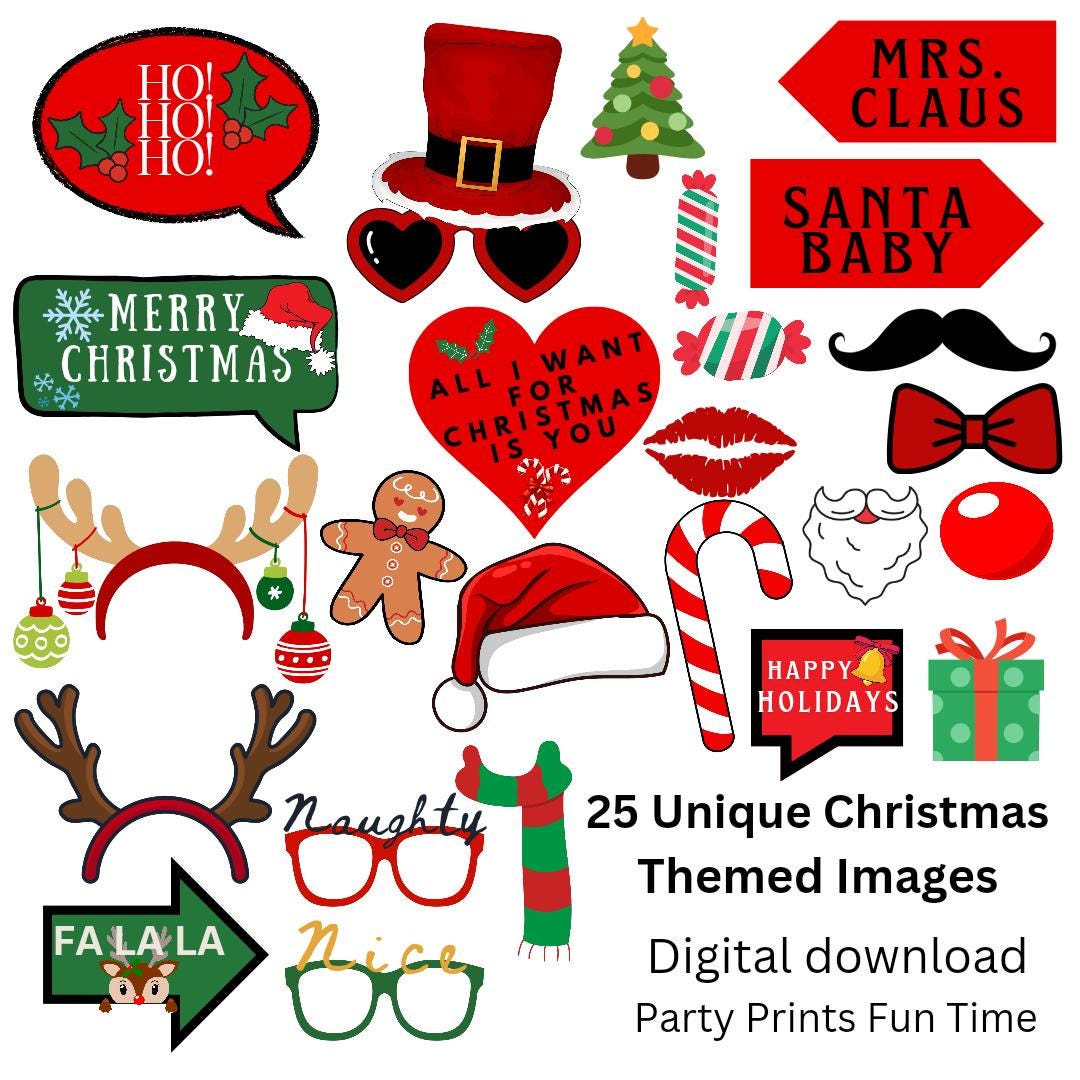 Christmas Photo Booth Props, Printable Photo Booth, Kids Party Props ...