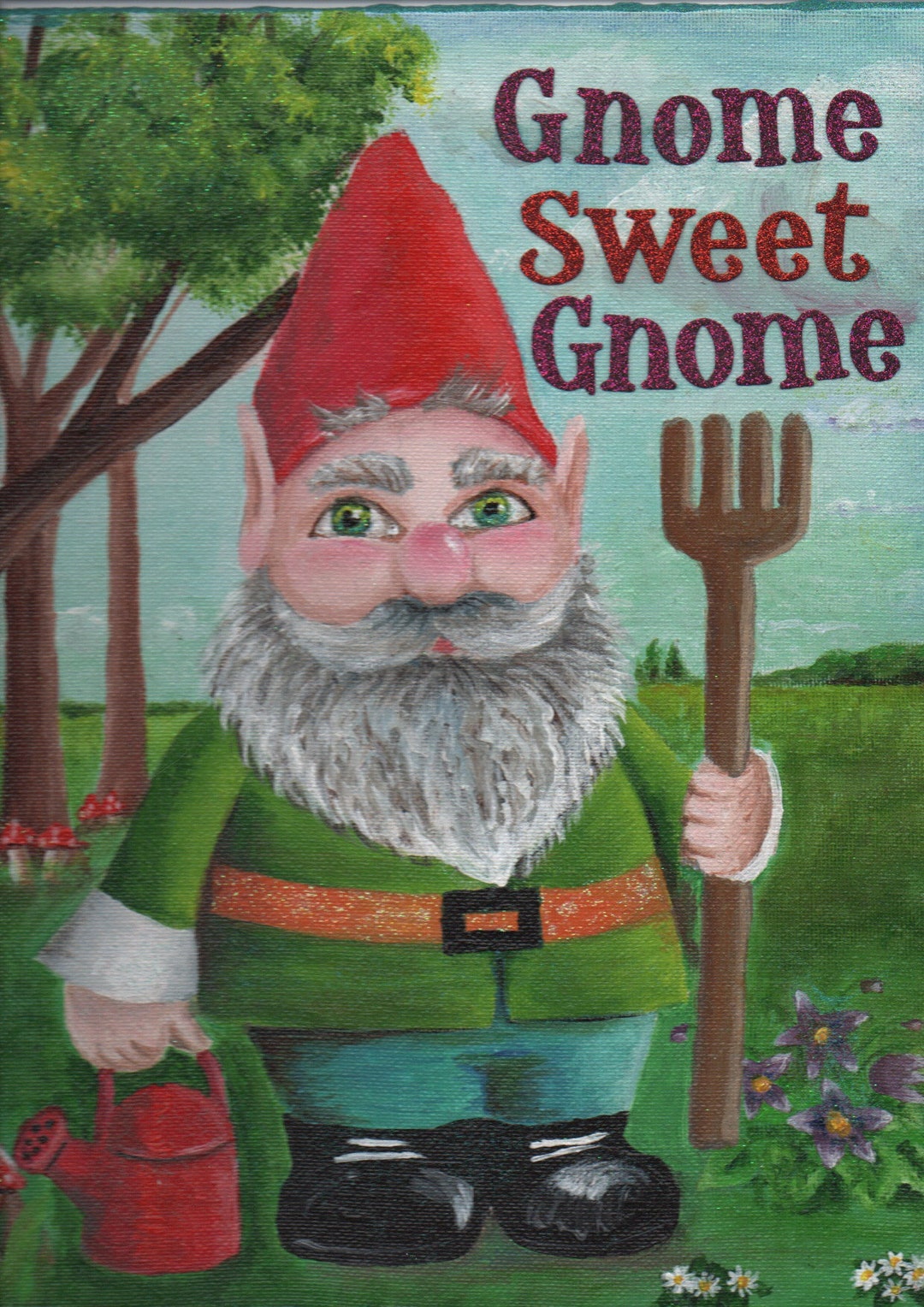 Gnome Sweet Gnome Acrylic Painting Gnome Painting Gnome - Etsy