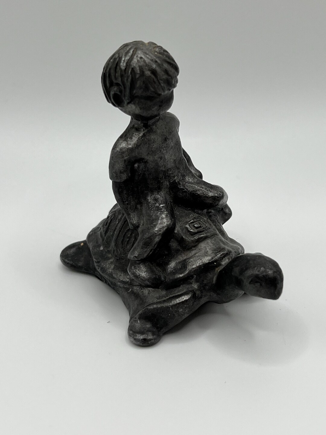 Vintage Pewter Boy Riding Turtle Paper Weight - Etsy
