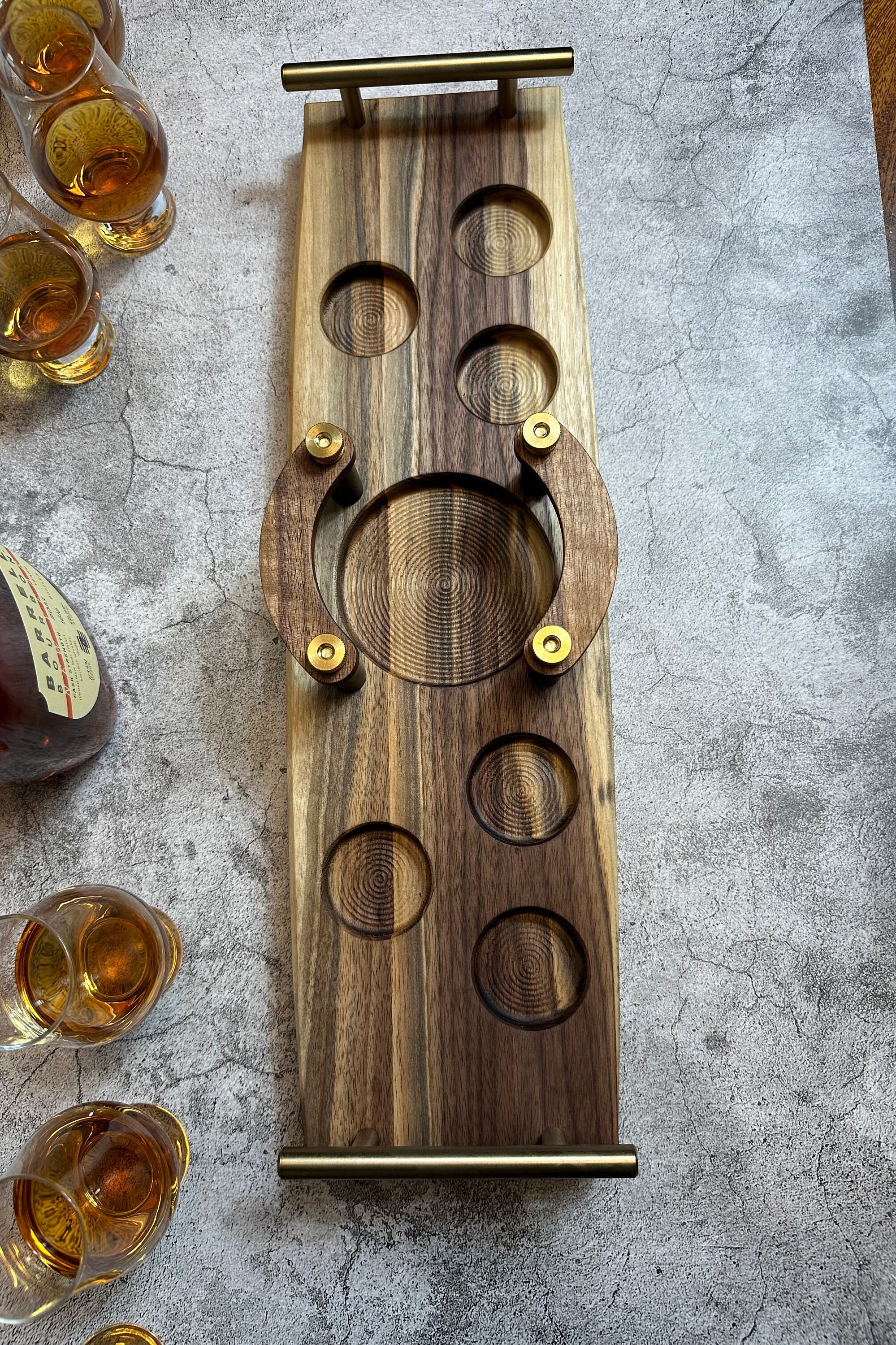 Caged Heat Whiskey Serving Tray : Sappy Walnut Too Six Glass Edition ...