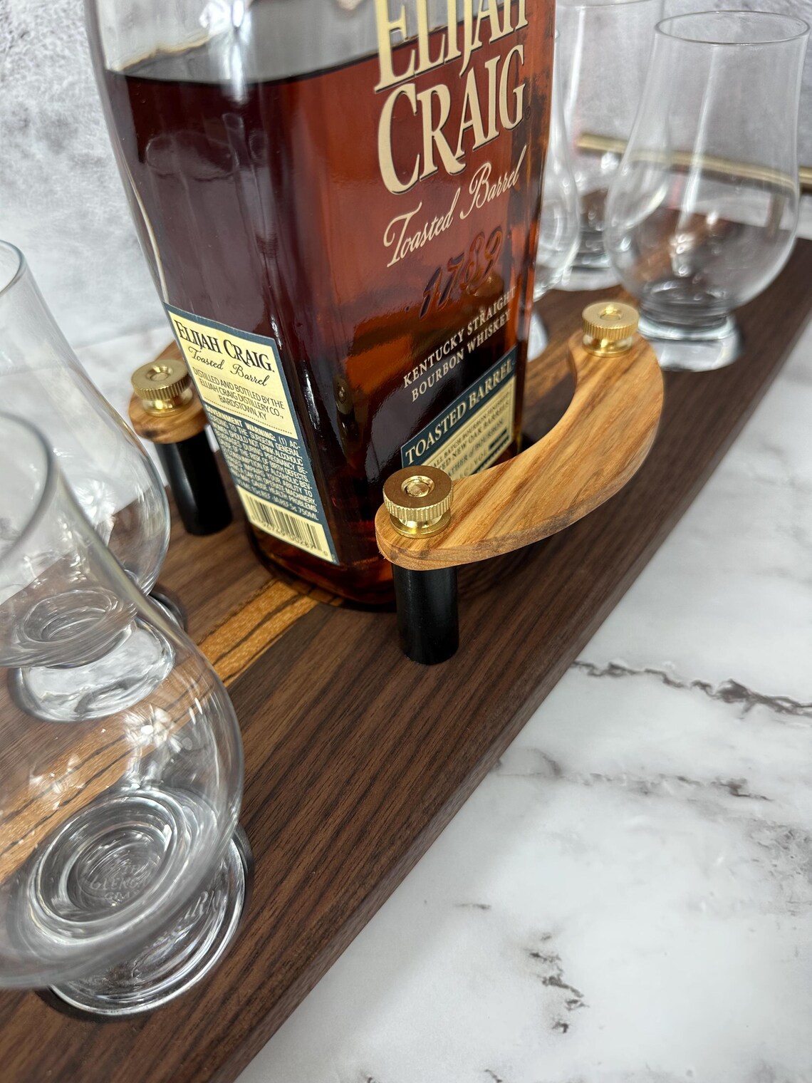 Caged Heat Whiskey Serving Tray : Walnut/zebrawood Stripe - Six Glass ...