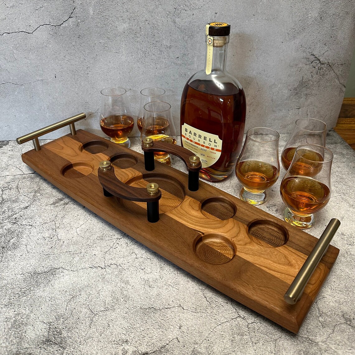 Caged Heat Whiskey Serving Tray : Walnut/cherry Six Glass Edition ...