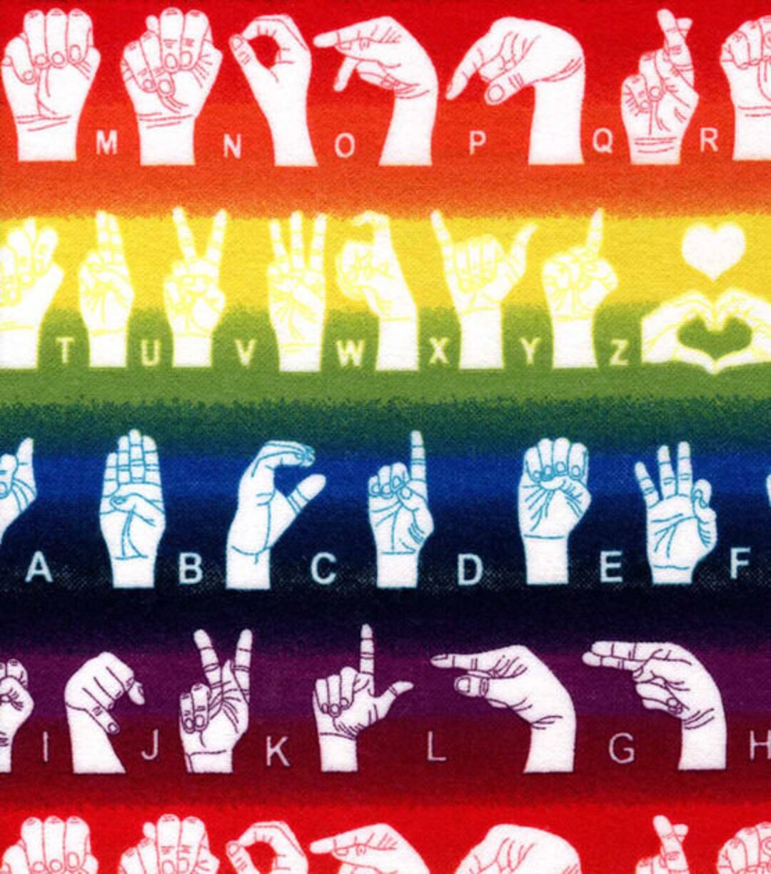 CUSTOM CREATION Rainbow Sign Language Cotton Flannel From 6 to 18 ...