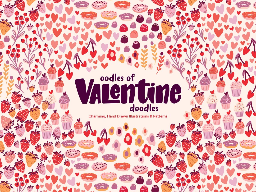 Hand-drawn Valentine's Day Clip Art – Doodles, Seamless Patterns (SVG ...