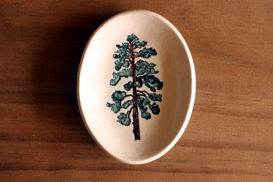 Ceramic PINE TREE Ring Dish Handmade Oval Porcelain Ponderosa Pine Tree ...