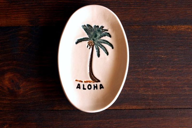 Ceramic PALM TREES Ring Dish - Handmade Oval Porcelain Tropical Tree ...
