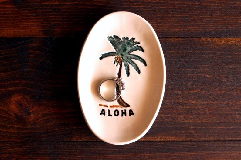 Ceramic PALM TREES Ring Dish - Handmade Oval Porcelain Tropical Tree ...