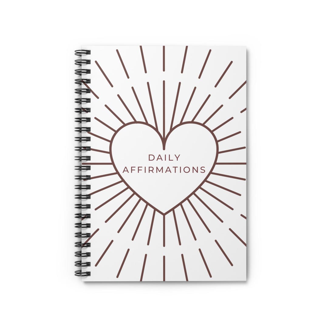 Daily Affirmation Journal/notebook, Simple Boho Sun and Heart, Positive ...