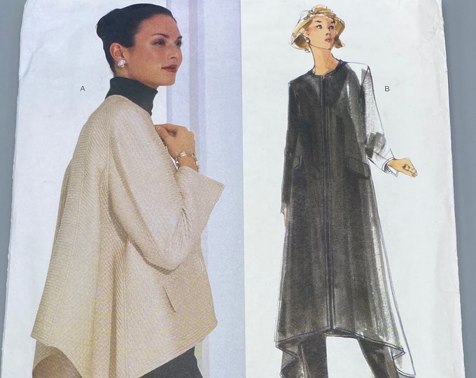 Vogue 2232 All Sizes Misses 1990s Swing Coat Geoffrey Beene Shaped Hem ...
