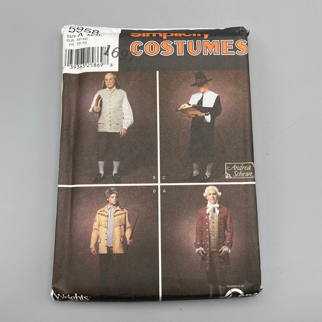 Simplicity 5958 Mens Colonial Costumes Sizes XS to XL Uncut - Etsy