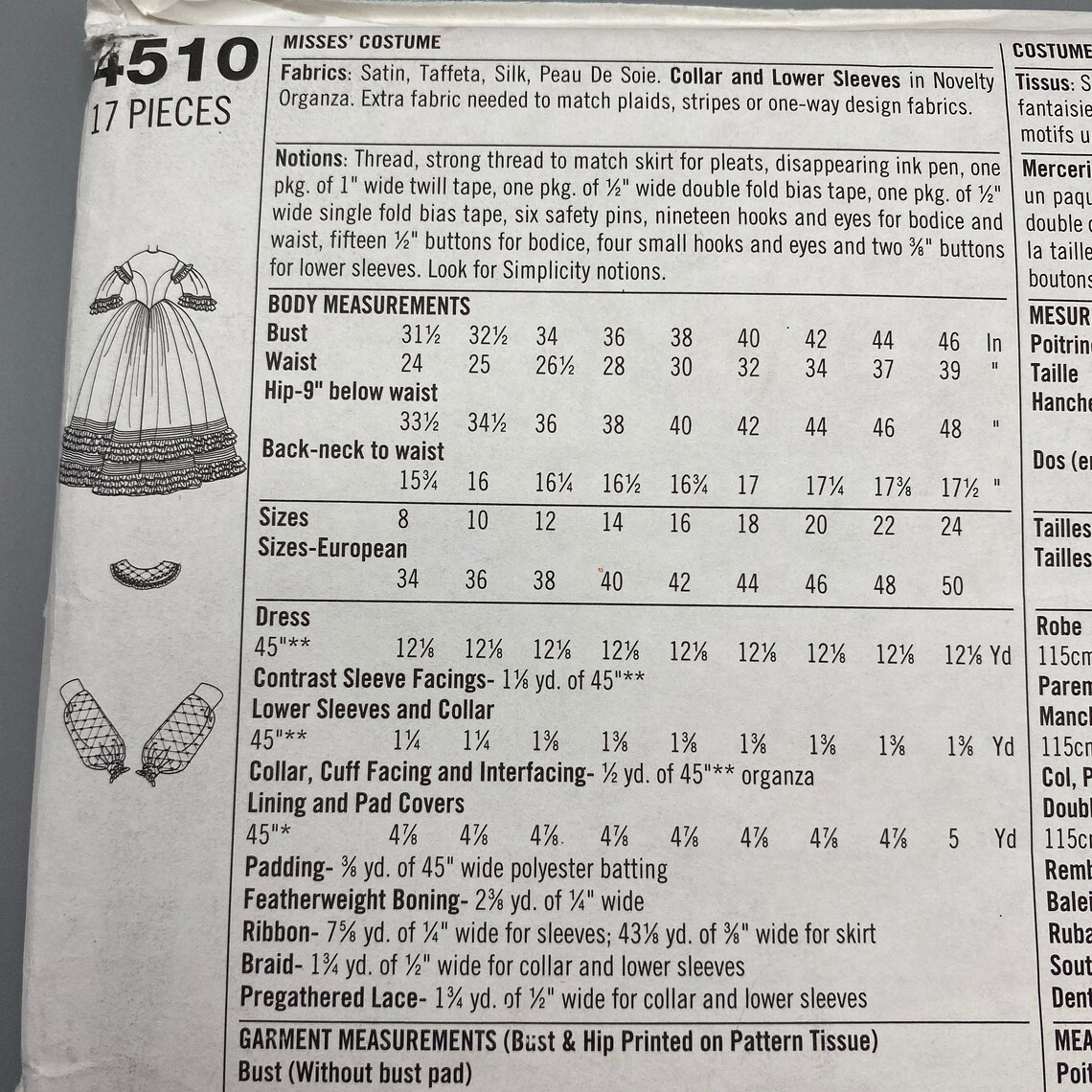 Simplicity 4510, Size 8 10 12 14, Civil War Era Dress Sewing Pattern ...