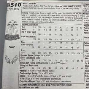 Simplicity 4510, Size 8 10 12 14, Civil War Era Dress Sewing Pattern ...