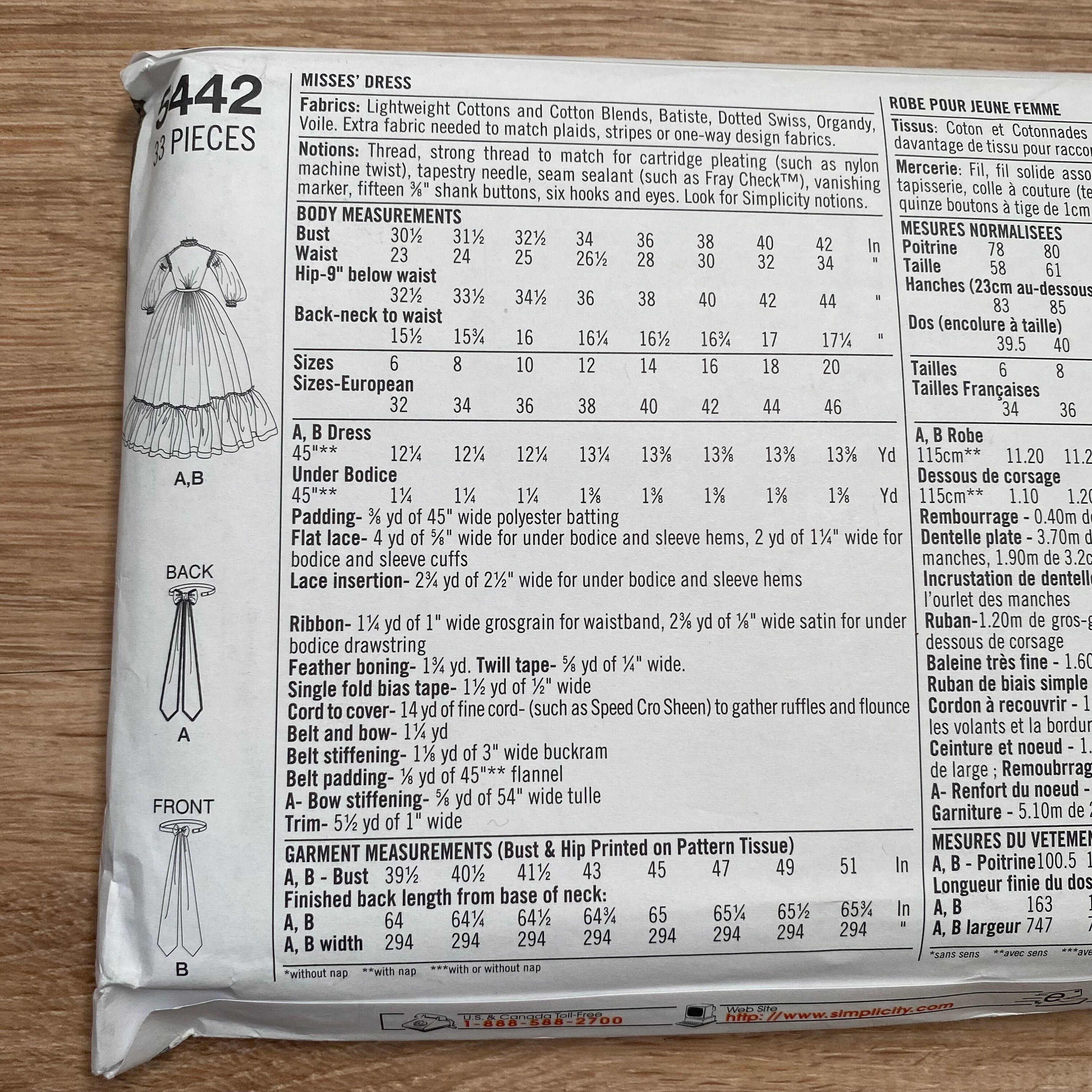 Simplicity 5442, CHOOSE SIZE, Historical Dress Sewing Pattern, Civil ...