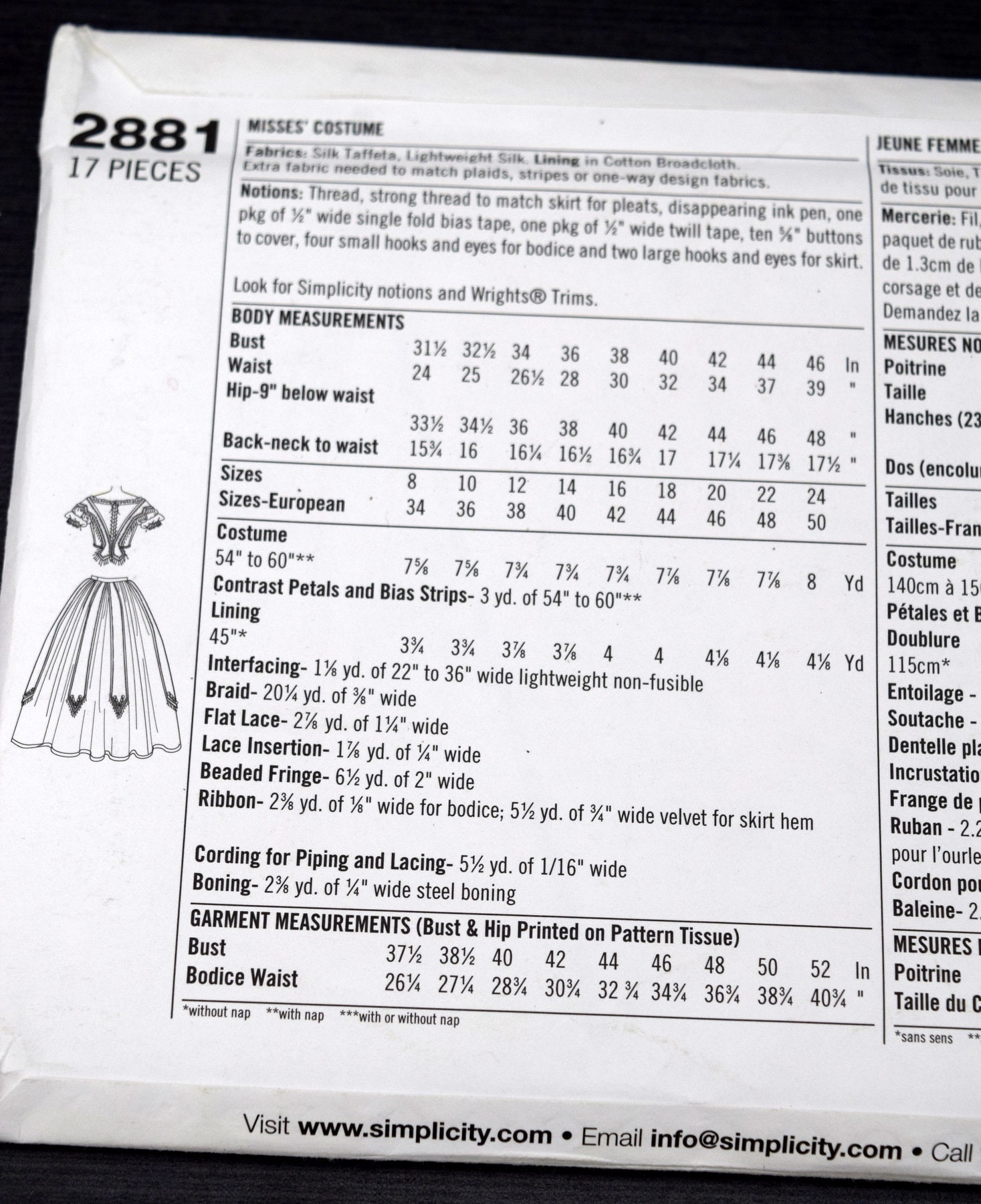 Simplicity 2881 Costume Sewing Pattern, Southern Belle Dress Gown Civil ...