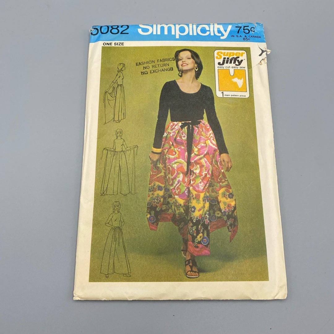 Simplicity 5082 S M L Super Jiffy Wrap Tie Pantskirt Uncut Sewing Pattern 1970s - Etsy