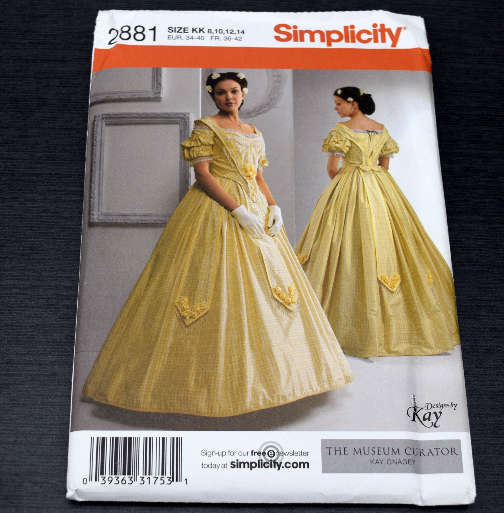 Simplicity 2881 Costume Sewing Pattern, Southern Belle Dress Gown Civil ...