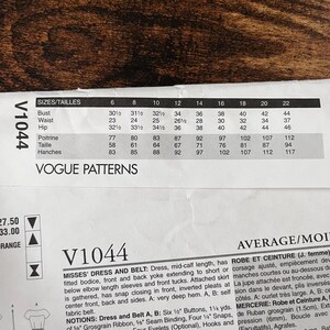 Vogue V1044 Size 6 8 10 Vintage Model 1950s Repro Misses Dress Uncut ...