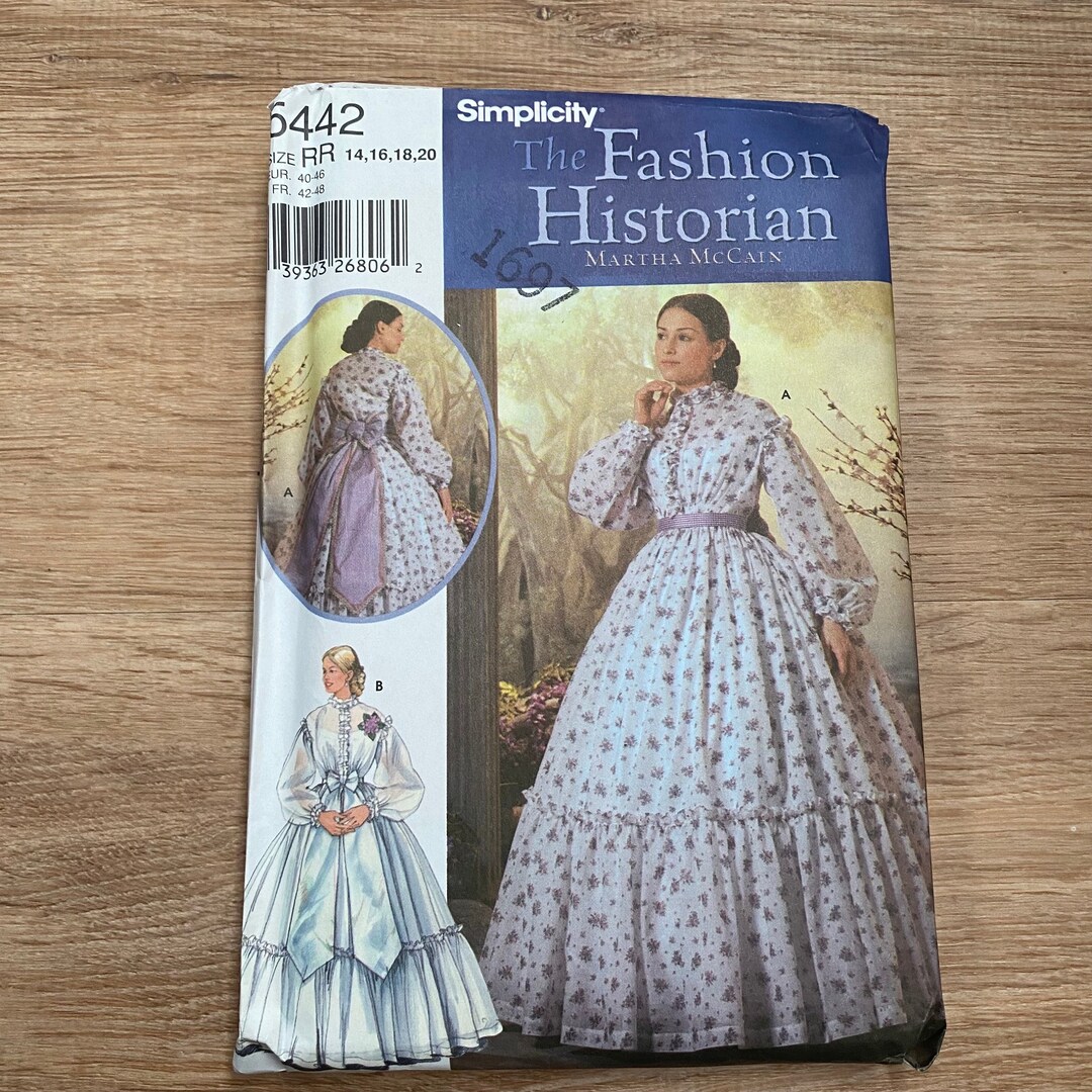 Simplicity 5442, CHOOSE SIZE, Historical Dress Sewing Pattern, Civil ...
