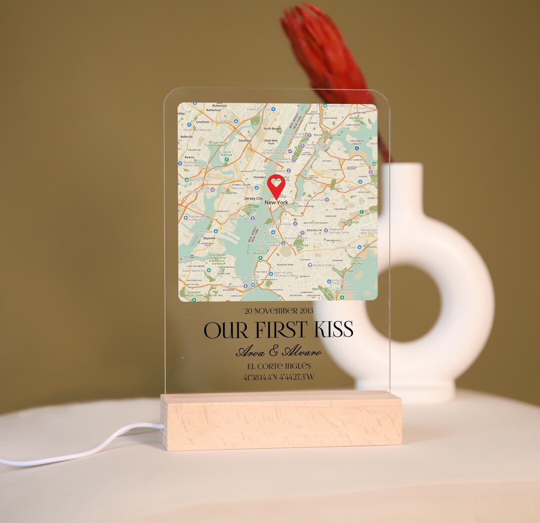 Custom First Date Map, Acrylic Plaque Where We Met, Personalized Where ...