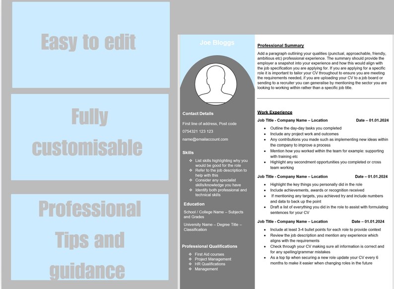Professional CV Template - Etsy