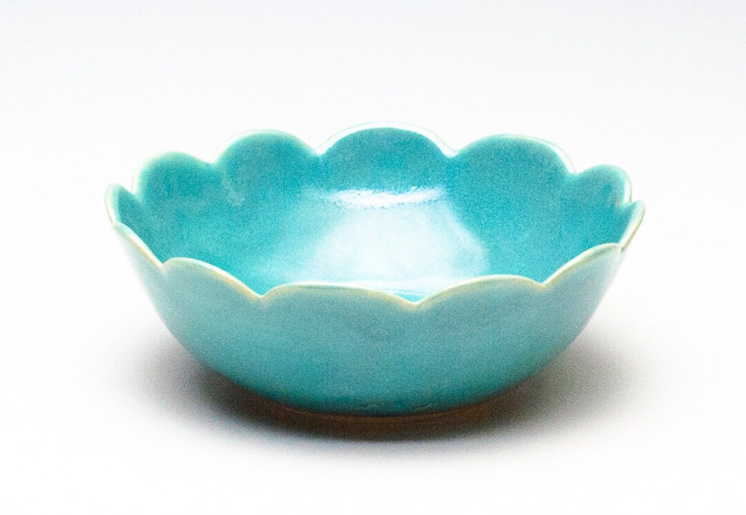 Aqua Blue Green Flower Bowl - Etsy