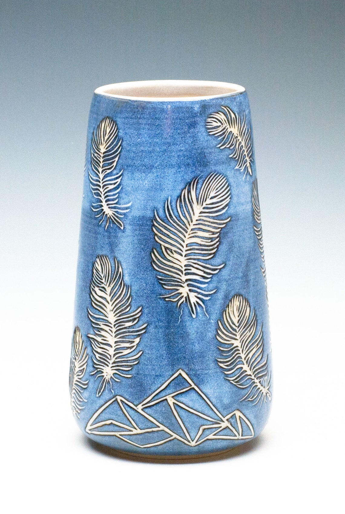 Blue White Pottery Vase / Ceramic Vase / Sgraffito Feather | Etsy Blue White Pottery Vase / Ceramic Vase / Sgraffito Feather | Etsy