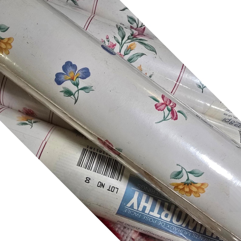 VTG DEADSTOCK Sunworthy Wallpaper Roll Lot No 8 Pre Pasted Scrubbable ...