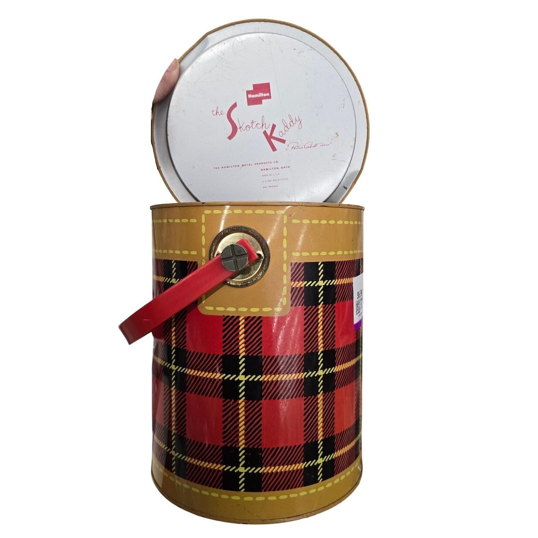 Vintage Hamilton Skotch Kooler Metal Cooler Red Tartan Plaid Petra ...